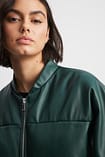 Oversized PU Puffer Bomber Jacket Green | NA-KD