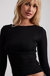 Ribbed Detail Mesh Top Black | NA-KD