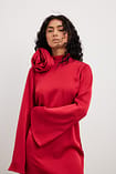 Rose Details Flowy Mini Dress Red | NA-KD