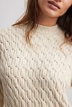 Round Neck Knitted Sweater Beige | NA-KD