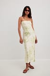 Satin Bandeau Midi Dress Flower | NA-KD