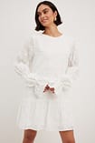 Sleeve Detail Deep Back Dress White | NA-KD