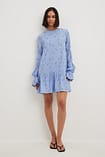 Sleeve Detail Deep Back Dress Blue | NA-KD