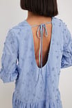 Sleeve Detail Deep Back Dress Blue | NA-KD