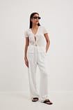 Structured Lace Detail Top White | NA-KD