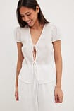 Structured Lace Detail Top White | NA-KD
