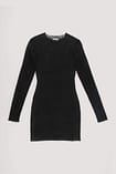 Structured Long Sleeve Mini Dress Black | NA-KD