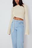 Thin Knit Drawstring Top Offwhite | NA-KD