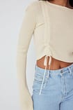 Thin Knit Drawstring Top Offwhite | NA-KD