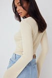 Thin Knit Drawstring Top Offwhite | NA-KD