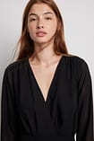 V-neck Overlap Maxi Dress Black | NA-KD