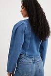 Volume Sleeve Denim Blouse Blue | NA-KD