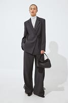 Mid Waist Tie Detail Pants Grey | NA-KD