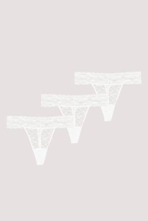 3 Pack Lace Thong White Na Kd