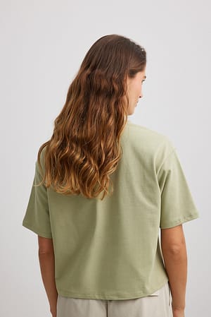 Boxy Heavy T-Shirt Green | NA-KD