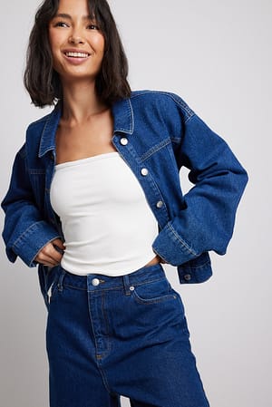 Contrast Seam Denim Jacket Blue | NA-KD