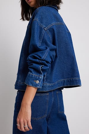 Contrast Seam Denim Jacket Blue | NA-KD