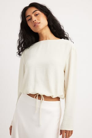 Long Sleeve Striped Fitted Top Blue | NA-KD