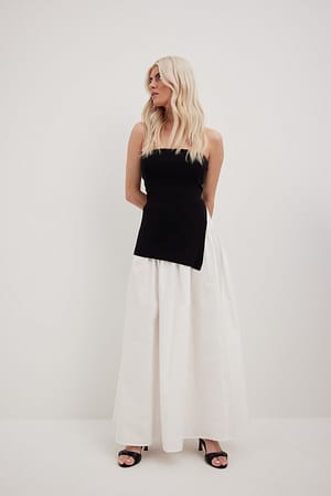 Fine Knitted High Slit Tube Top Black | NA-KD