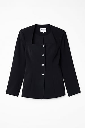 Fitted Sharp Neckline Blazer Black | NA-KD