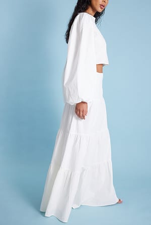 Gathered Long Skirt White | NA-KD