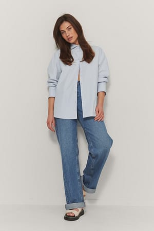 Oversized Boxy Shirt Blue | NA-KD