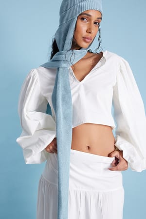 Knitted Scarf Hat Blue | NA-KD
