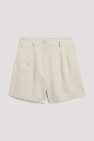 Linen Folded Shorts Beige | NA-KD
