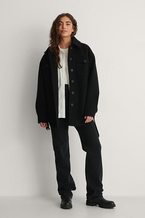 Belted Chest Pocket Jacket Black | NA-KD