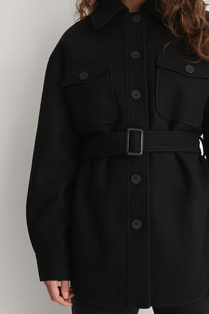 Belted Chest Pocket Jacket Black | NA-KD