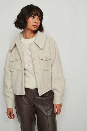 Big Sleeve Chest Pocket Jacket Beige | NA-KD