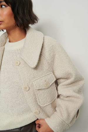 Big Sleeve Chest Pocket Jacket Beige | NA-KD