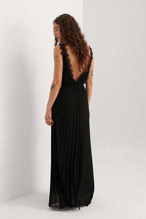 Maxikleid Aus Chiffon Schwarz | NA-KD