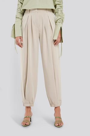 Cocoon Elastic Suit Pants Beige | NA-KD