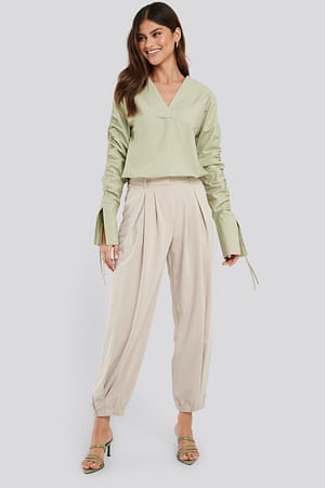 Cocoon Elastic Suit Pants Beige | NA-KD
