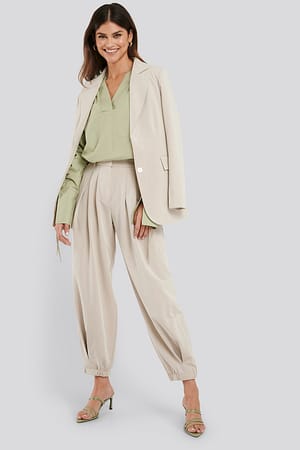 Cocoon Elastic Suit Pants Beige | NA-KD