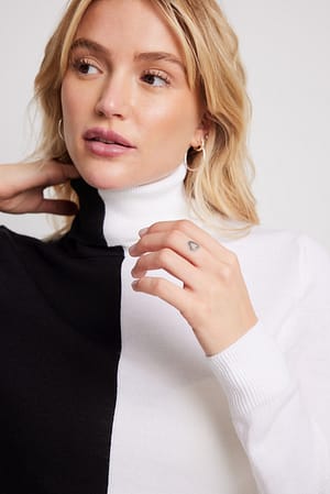 Fine Knitted Striped Turtleneck Sweater Stripe | NA-KD