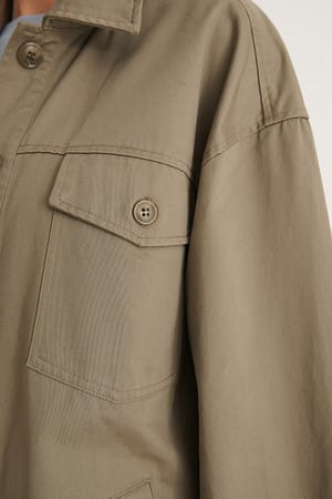 Cotton Belted Cargo Jacket Green | NA-KD