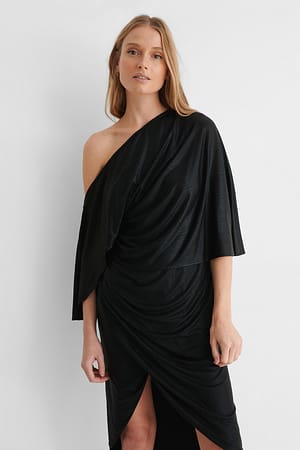 Drape Asymmetric Dress Black | NA-KD