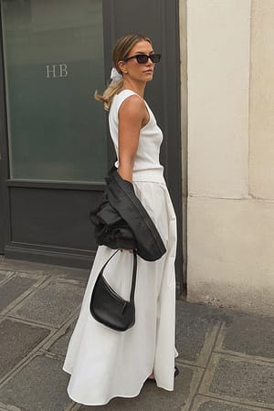 Elastic Waist Maxi Skirt White Na Kd