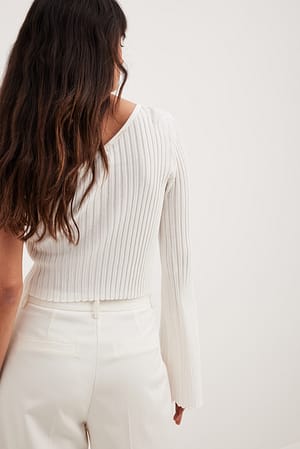 Fine Knitted Wide Sleeve Top White | NA-KD