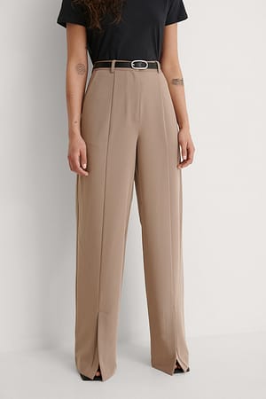 Front Slit Pants Brown | NA-KD