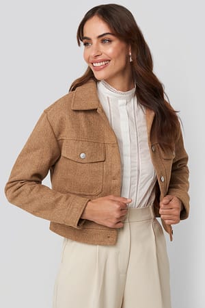 Front Pocket Jacket Beige | NA-KD