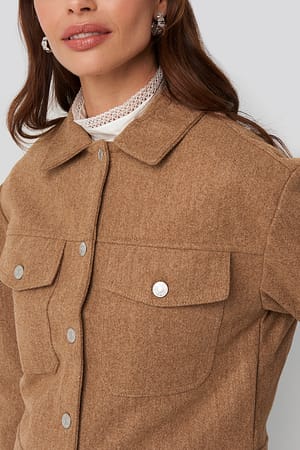 Front Pocket Jacket Beige | NA-KD