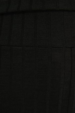 High Waist Ribbed Pants Black | NA-KD