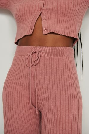 Knitted Ribbed Pants Pink | NA-KD
