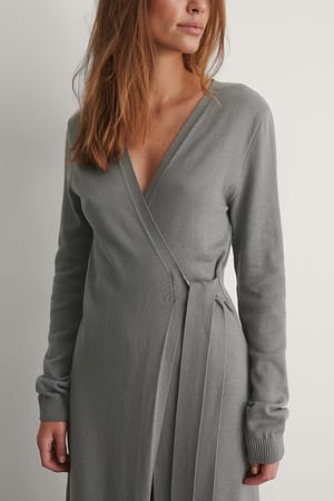 Knitted Robe Dress Grey | NA-KD