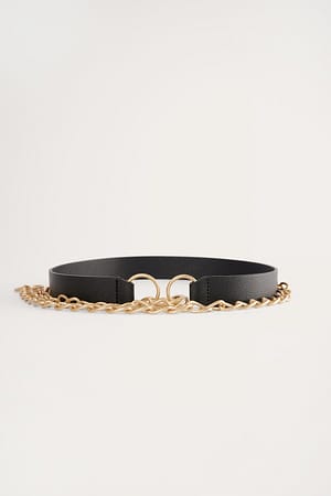 Layered Chain Detail Belt Schwarz | NA-KD