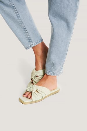 Leather Multi Knot Slippers Green | NA-KD
