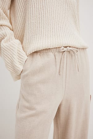 Linen Blend Drawstring Trousers Beige | NA-KD